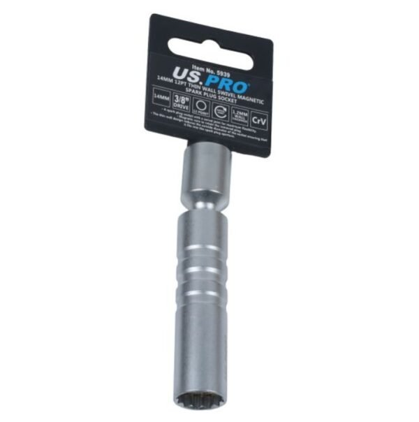 US PRO 14MM 12PT THIN WALL SWIVEL MAGNETIC SPARK PLUG SOCKET 5939 | DSD ...
