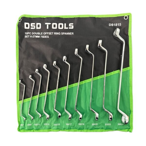 DSD TOOLS 10PC DOUBLE OFFSET RING SPANNER SET 6-27MM 75DEG DS1815 | DSD ...